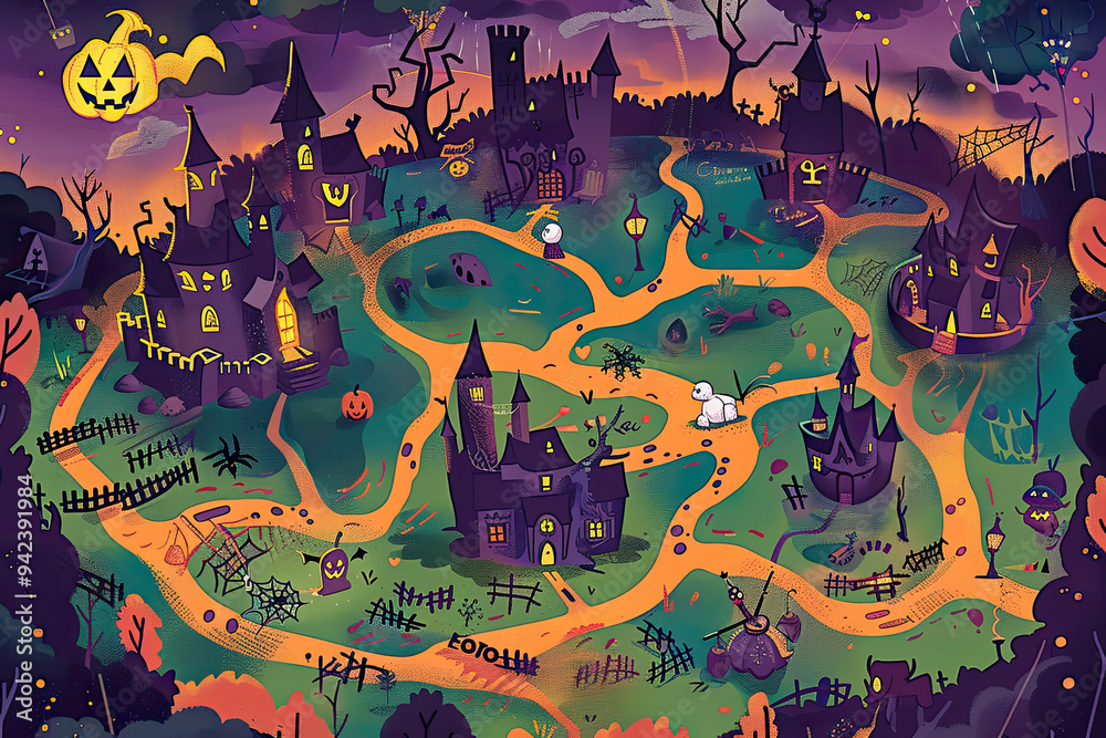 Fun Educational Scary Graveyard and Castle Character Theme Maze Puzzle ...