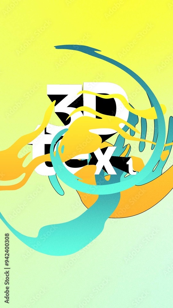 Vertical Faux 3D Text with Water Elements Stock Template | Adobe Stock