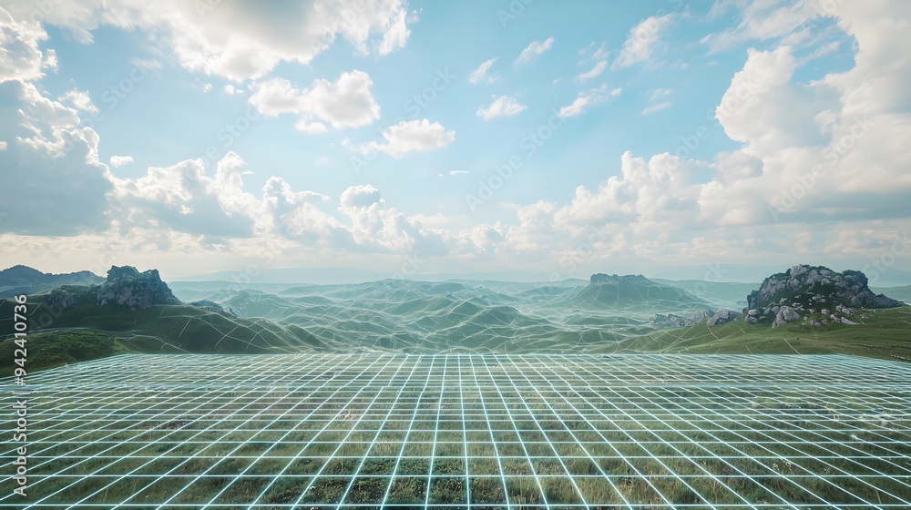 Digital Horizon: A mesmerizing blend of nature and technology, where a ...