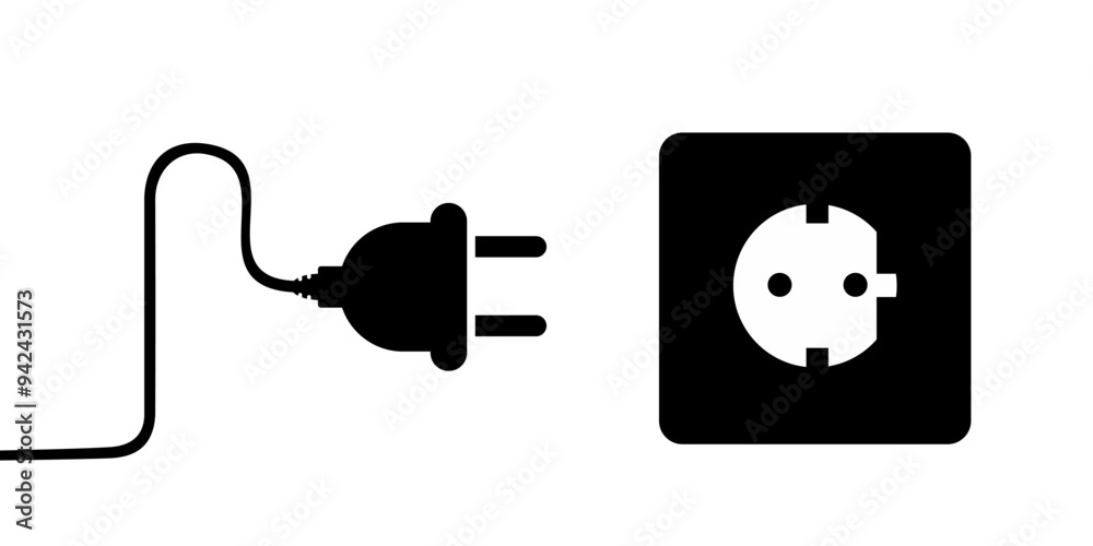 Electric socket with plug. electric technology, electric power ...