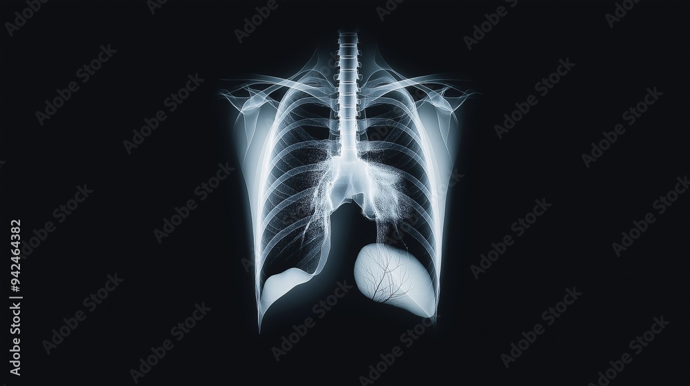 Inner World: A Detailed X-ray of the Human Chest Cavity Stock ...
