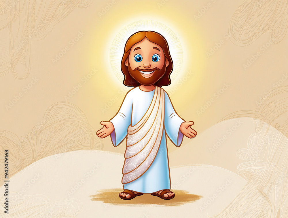 Jesus Christ cartoon character sticker on white background illustration ...