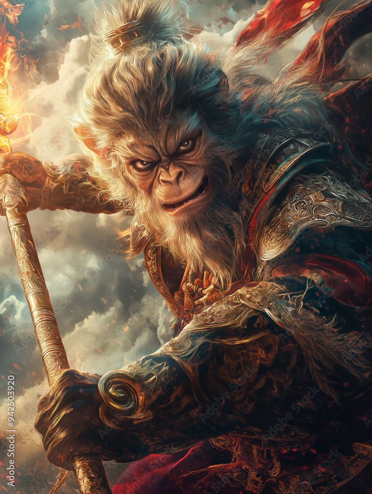 Sun Wukong, the Monkey King in the traditional Chinese myth of Journey ...
