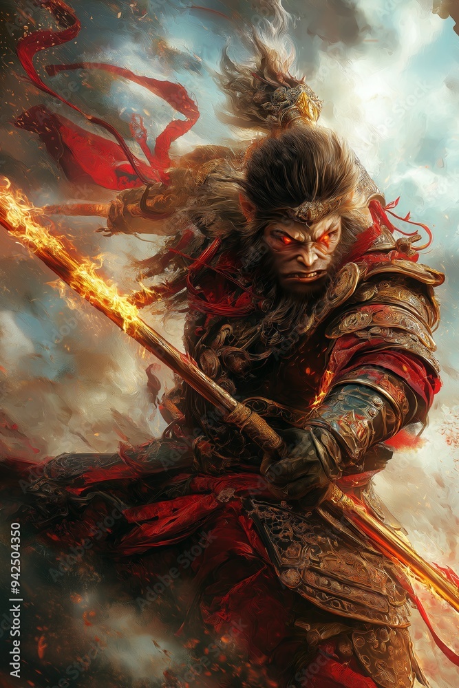 Sun Wukong, the Monkey King in the traditional Chinese myth of Journey ...