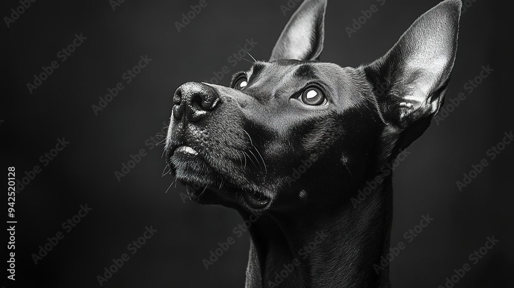 Black and White Doberman Inu with Distinctive Markings and Strong ...