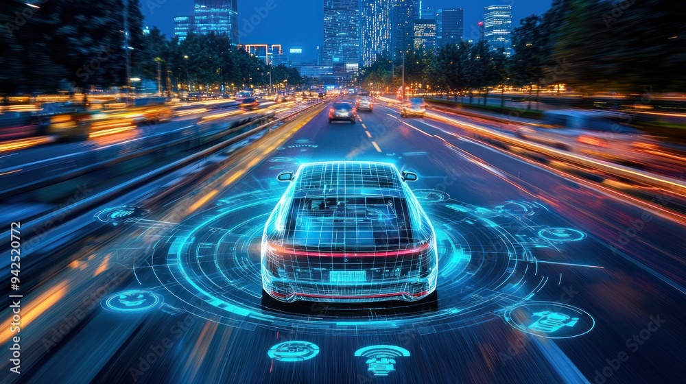 Intelligent Car Autonomous Driving Artificial Intelligence Ai Sensing System Wireless Detect