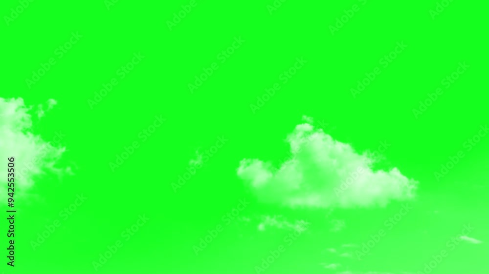 moving cloud transparent screen, alpha channel, green screen, Flying through the clouds ...
