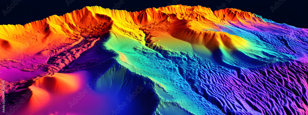 GIS 3D lidar map, a model of the earth's surface obtained after ...