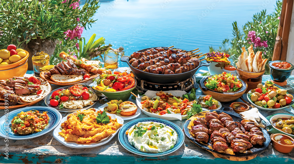 Mediterranean Feast Style A vibrant spread of Mediterranean-style lamb ...