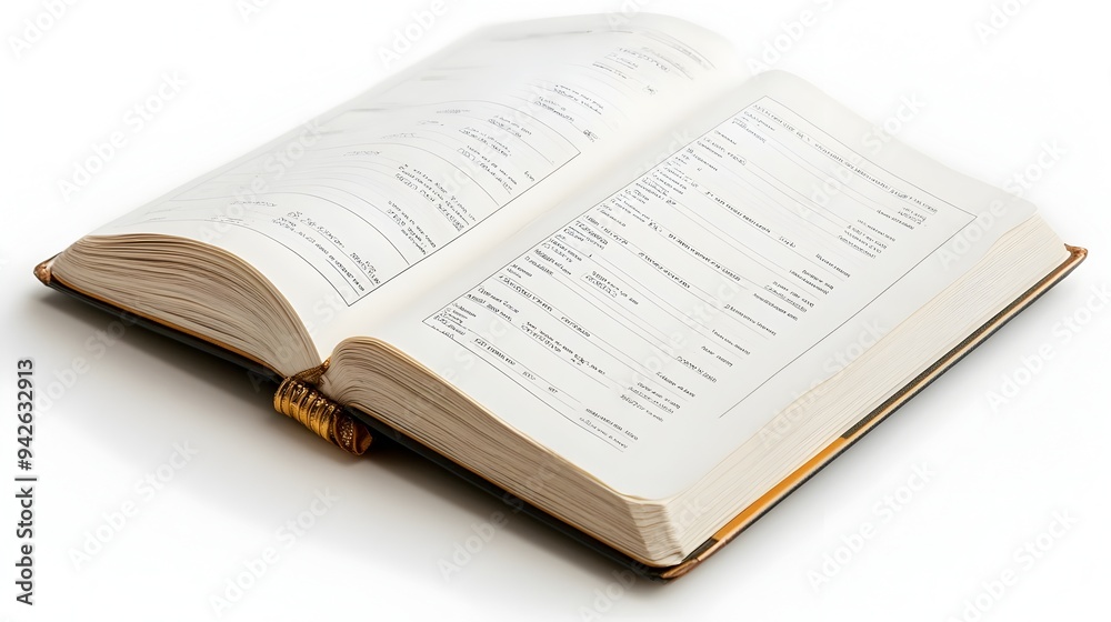 Open Financial Planner Book on a White Background Displaying Budgeting ...