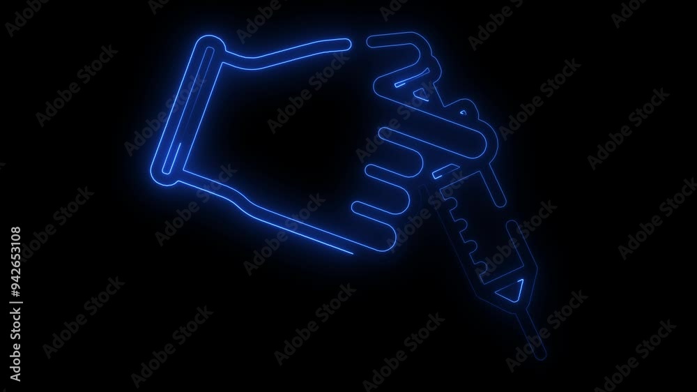 Neon Syringe Injection, Glowing Medical Needle, Futuristic Vaccination ...