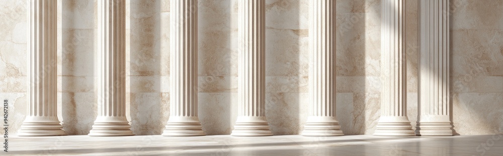 3D rendering of classic beige pillars on Roman column backgrounds ...