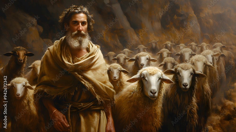 Bible story, Jacob tended his uncle Laban's sheep and goats Stock ...
