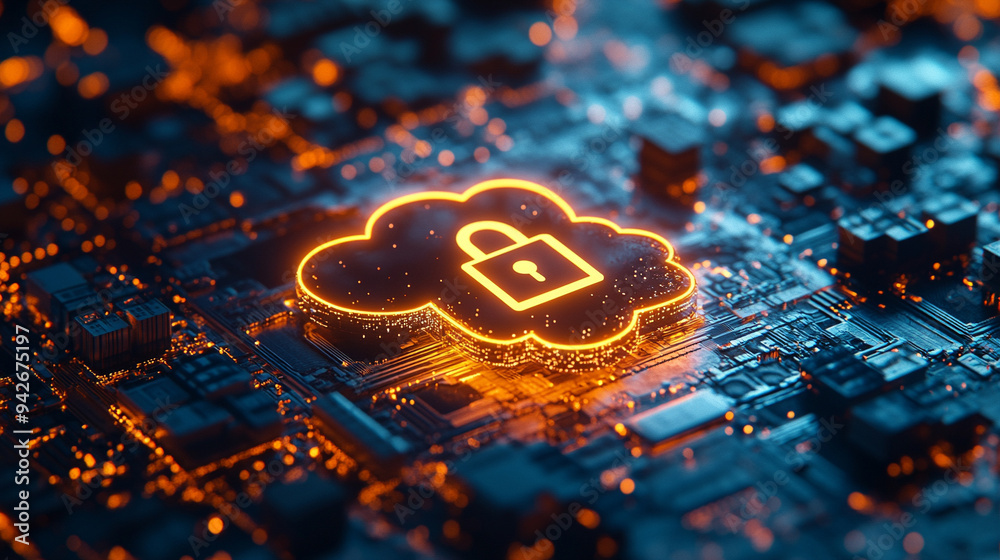 digital-themed image depicting cloud security and data storage ...