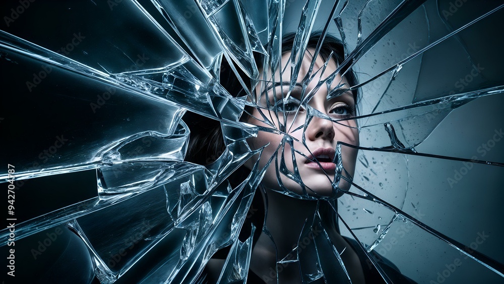 Cracked Mirror: A person looking into a cracked mirror, with their ...