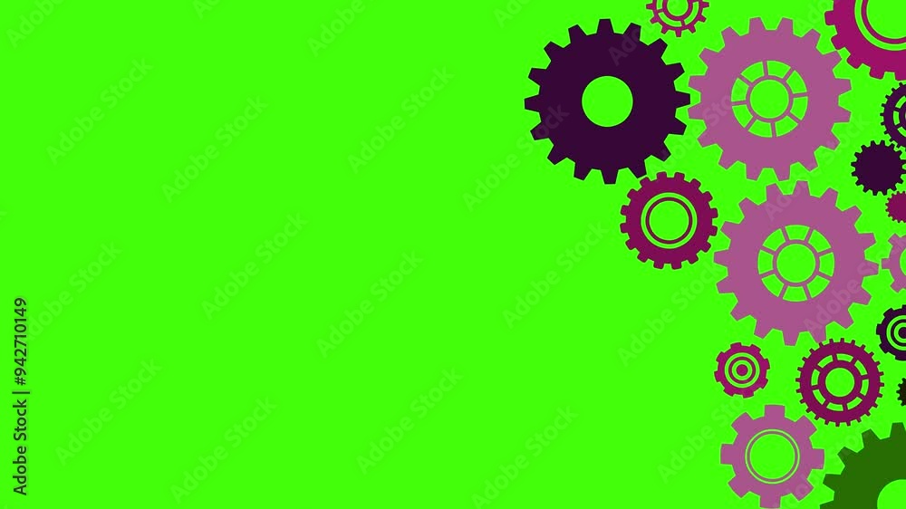4K Animated violet gears spin looped video background. Animated gear ...