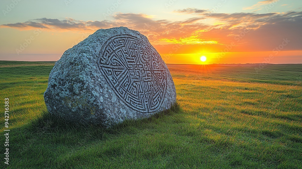 Ancient Norse runes carved on standing stone ancient, norse, rune ...