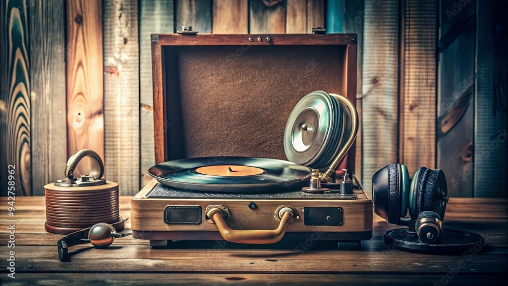 Lofi hip hop album cover with vintage record player, headphones, and ...