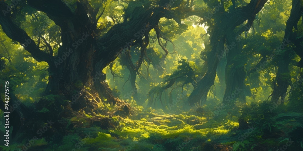 Enchanted Forest Depths: Mystical Digital Artwork Blending Fantasy and ...
