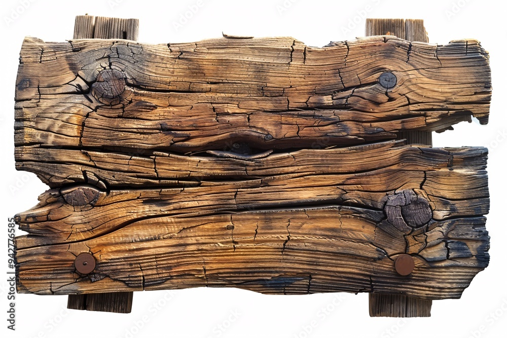 Rustic wooden sign board with an elongated shape, crafted from natural ...