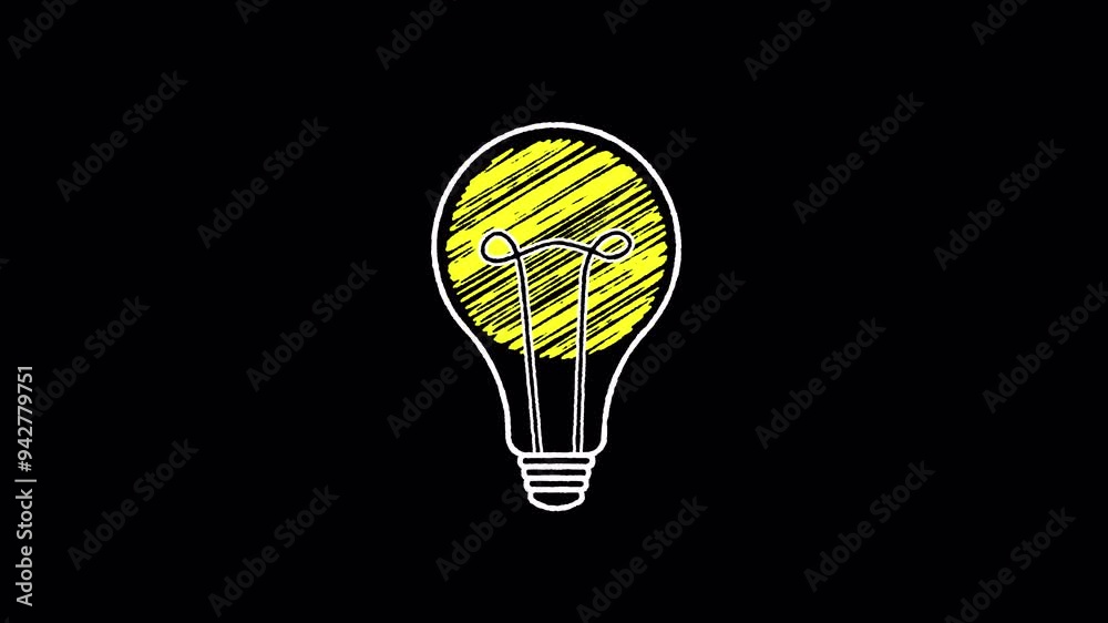 Idea light bulb animation with hand drawn scribble isolated on ...