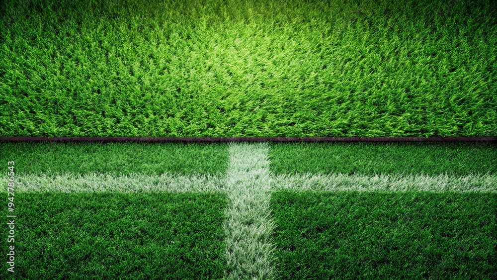 Vibrant green grass textured football field pattern on black background ...