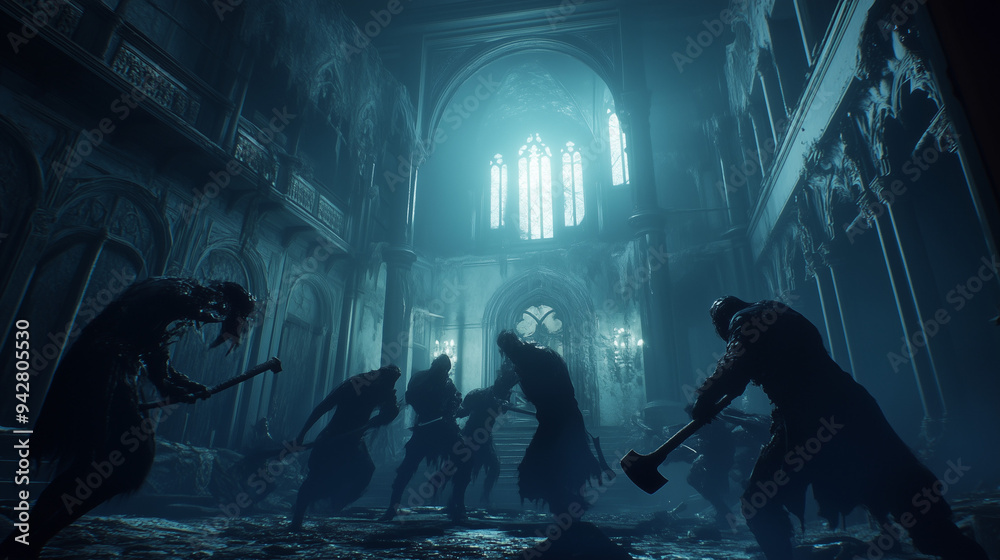 Haunted Gothic Mansion Ritual: Demon Hunters vs Heretics in Salem Stock ...