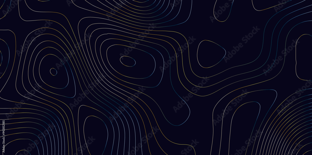 Abstract wavy topographic line background. Seamless pattern and banner ...