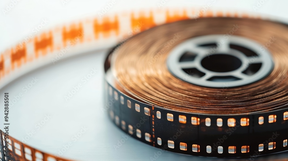 Faded film strip with visible wear, scratches, and light artifacts ...