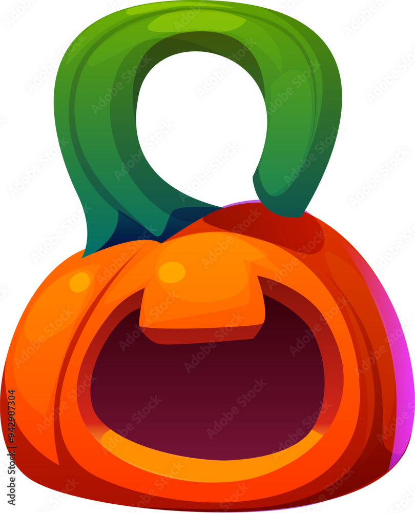 Number eight as pumpkin, Halloween font, cartoon evil type, funny scary ...