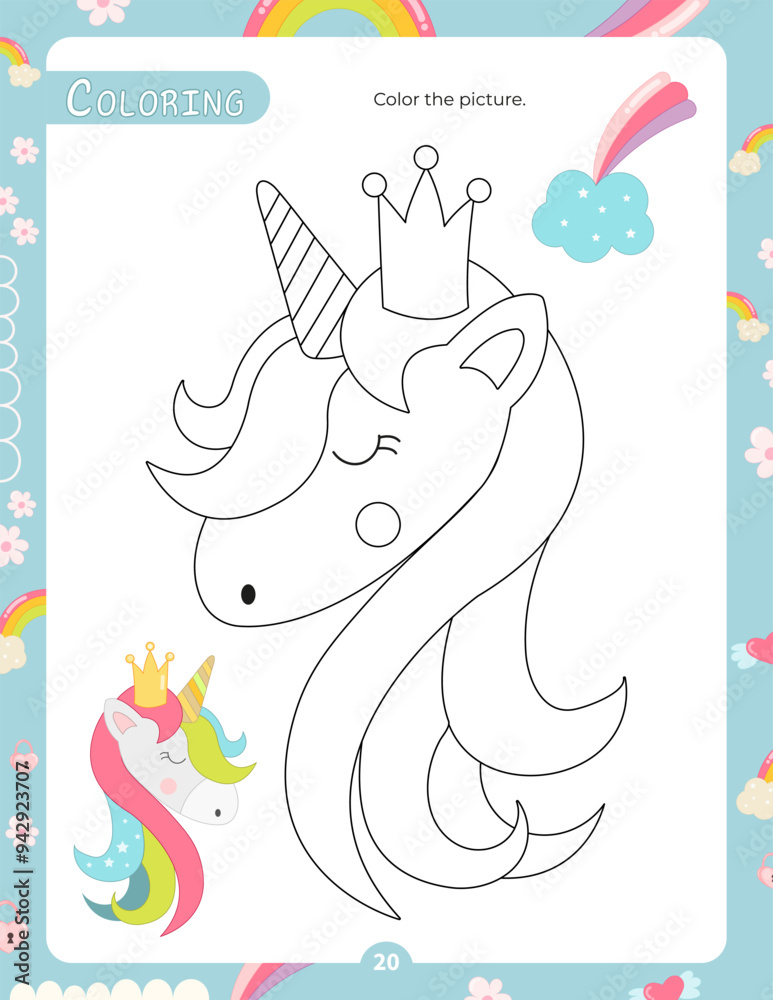 Activity Pages for Kids. Printable Activity Sheet with Unicorn ...