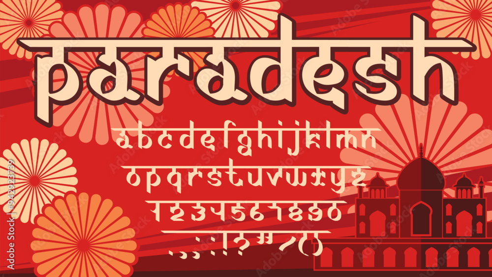 Indian font or ethnic Asian type in Hindi style, Devanagari inspired ...