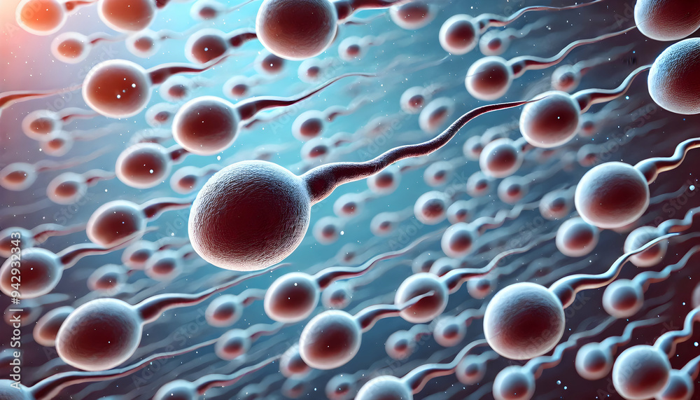 High-Resolution 3D Illustration of Sperm Cells in Motion Representing ...