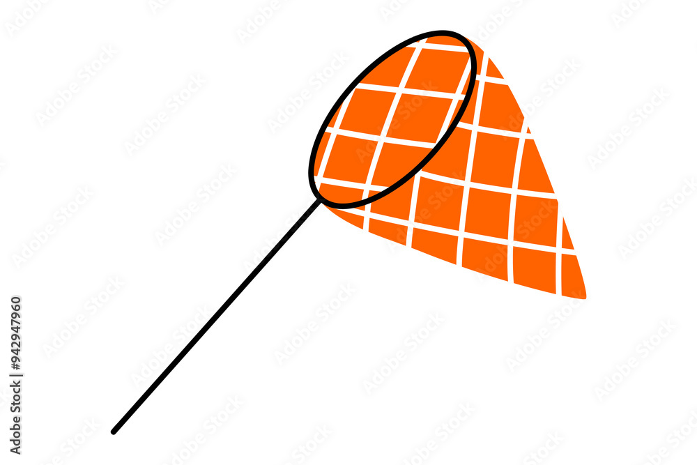 Hand drawn cute cartoon illustration of butterfly net. Flat vector ...