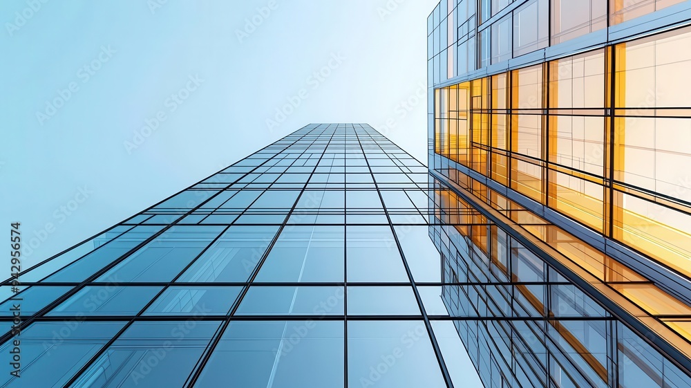 Blueprint of a modern skyscraper with clear lines and detailed framework, architectural mockup ...
