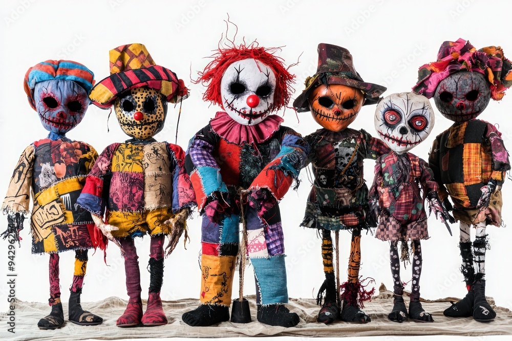 Assorted scary rag clown and voodoo doll designs in transparent PNG ...