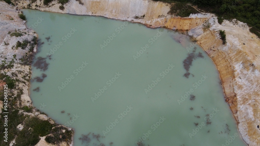 flooded quarry photographed from a drone Stock Photo | Adobe Stock