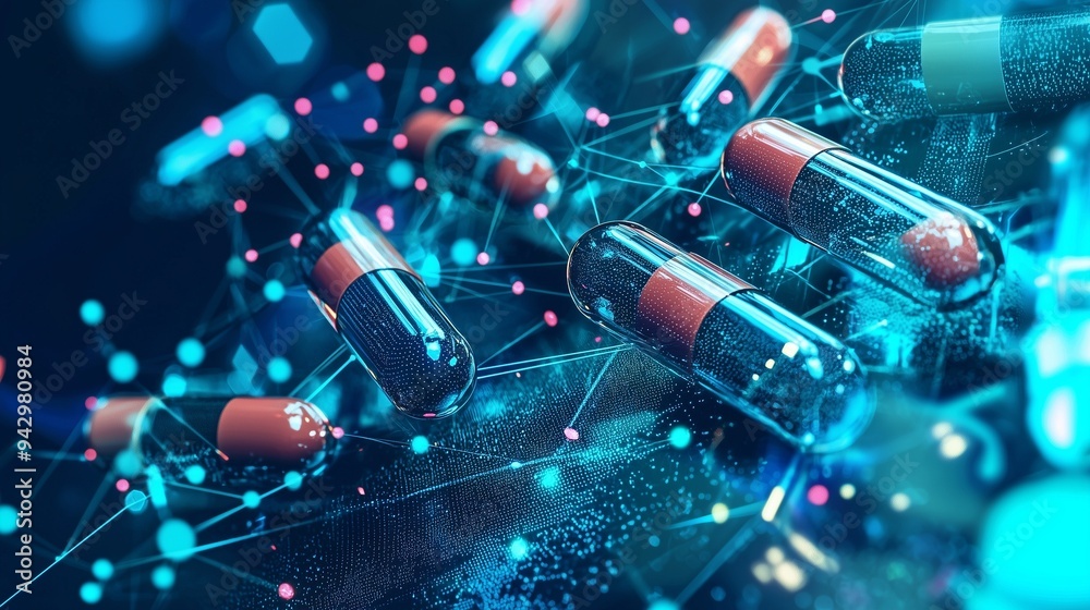 Digital pills and neural network representing pharmaceutical ai and ...