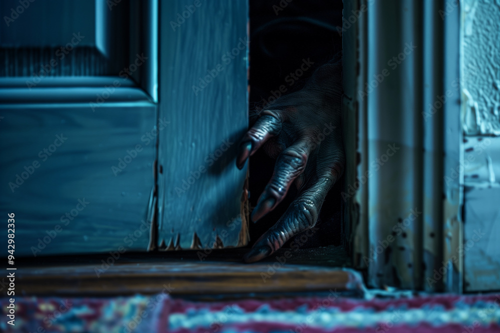 Claw Opening the Closet from Inside Revealing a Horrible Monster’s Hand ...