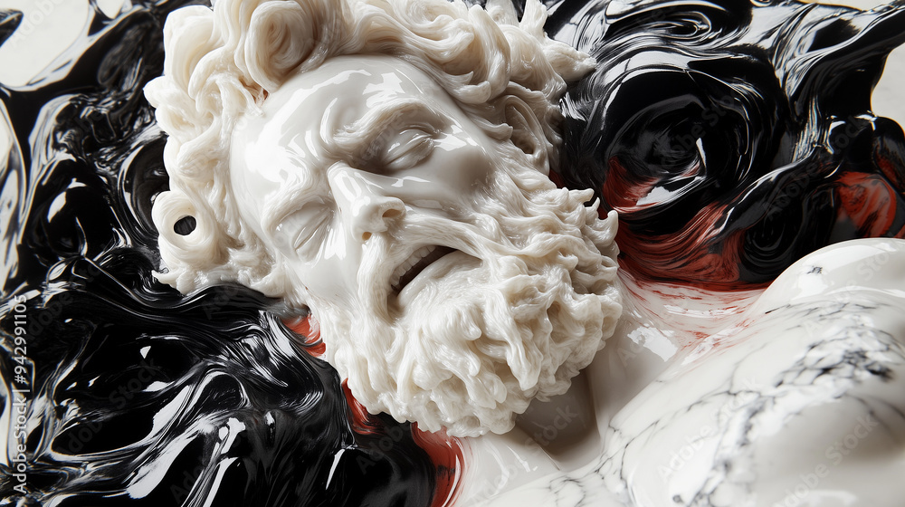 Dramatic Marble Sculpture of a Mythical Hero Emerging from Chaos ...