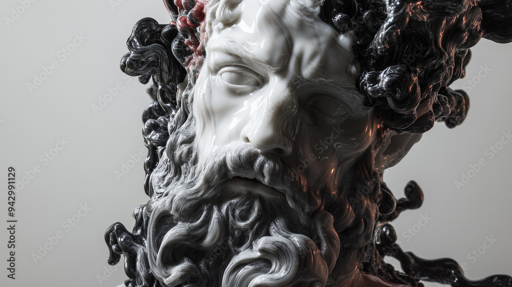 Dramatic Marble Sculpture of a Mythical Hero Emerging from Chaos ...
