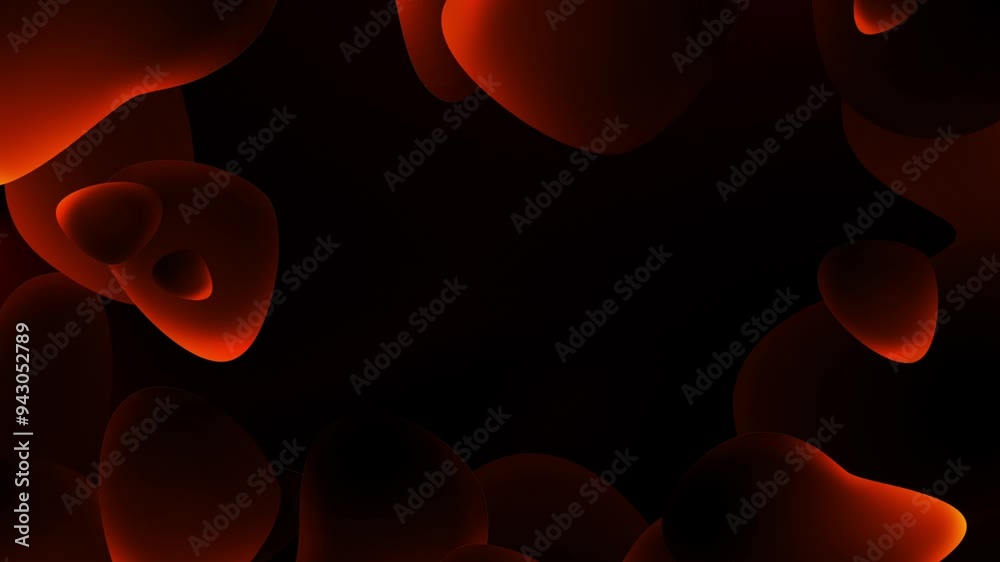 Dynamic animated background of fluid organic shapes in rich red and ...
