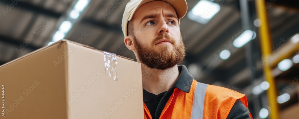 Warehouse employee demonstrating safe lifting techniques with a box ...