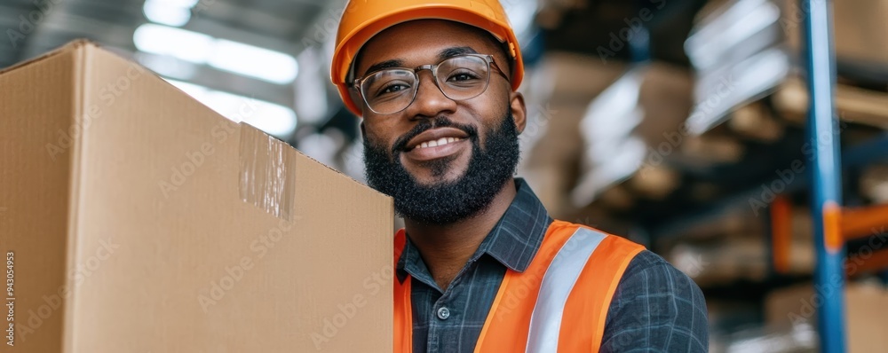 Warehouse employee demonstrating safe lifting techniques with a box ...