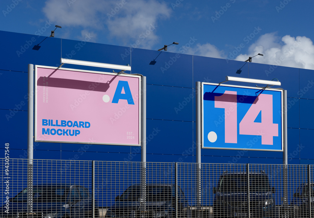 Perspective View Billboard Mockups Stock Template | Adobe Stock