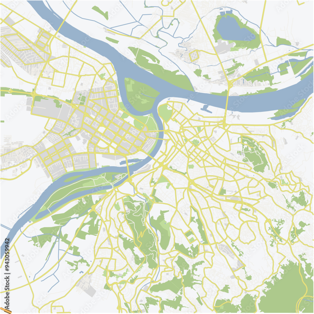 Road map of Belgrade in Serbia. Contains layered vector with roads ...