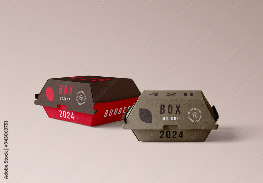 Two Close Burger Box Mockups Stock Template | Adobe Stock