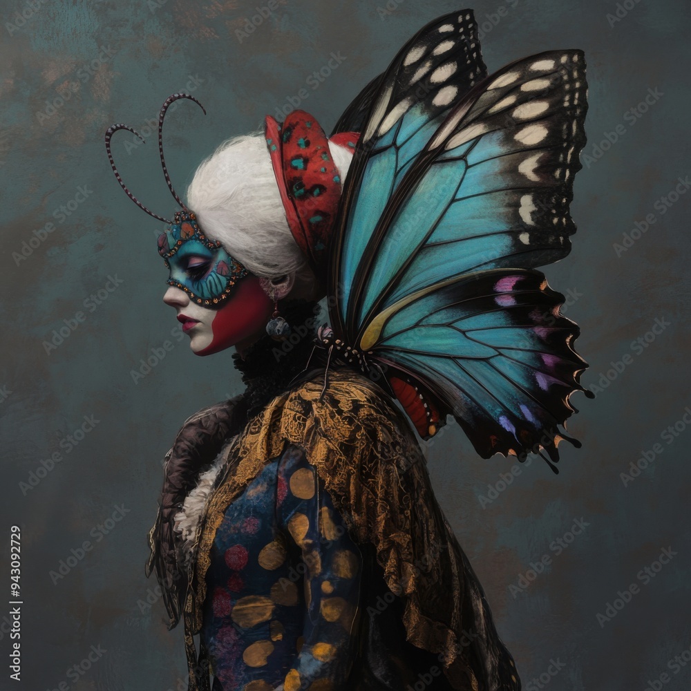 Fantasy-inspired humanoids with butterfly wings replacing hair, dressed ...