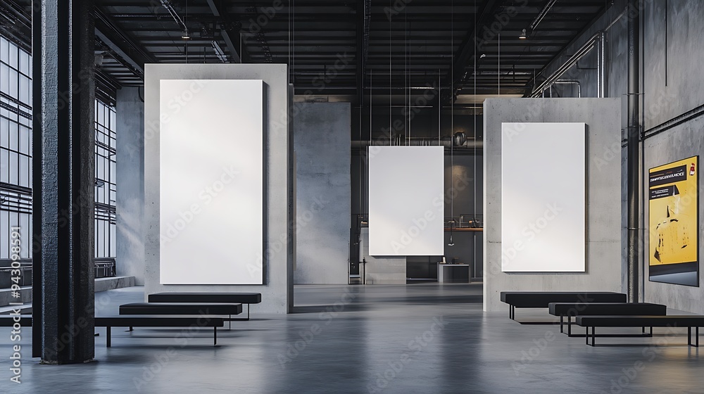 3D Visualization of Blank White Partitions for Advertising Campaigns in ...