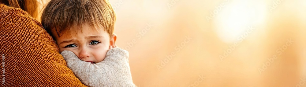 Child crying in the arms of a worried parent, visualizing the fear of ...